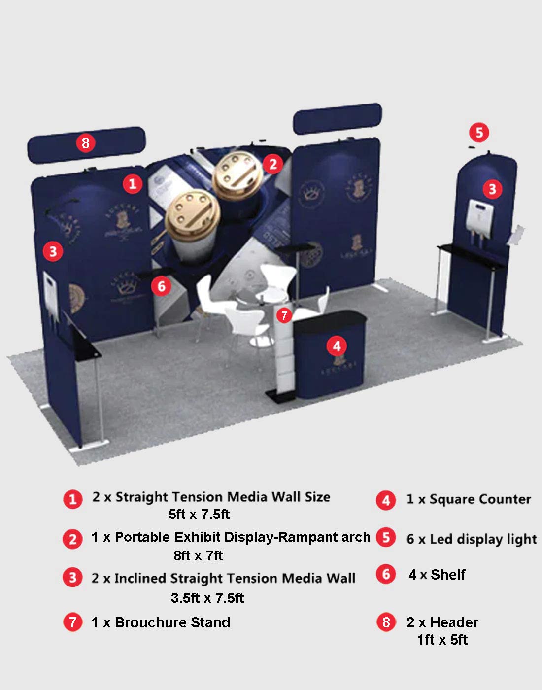 20ft Straight Backdrop with Round Table Top | 20x10 Trade Show Display ...