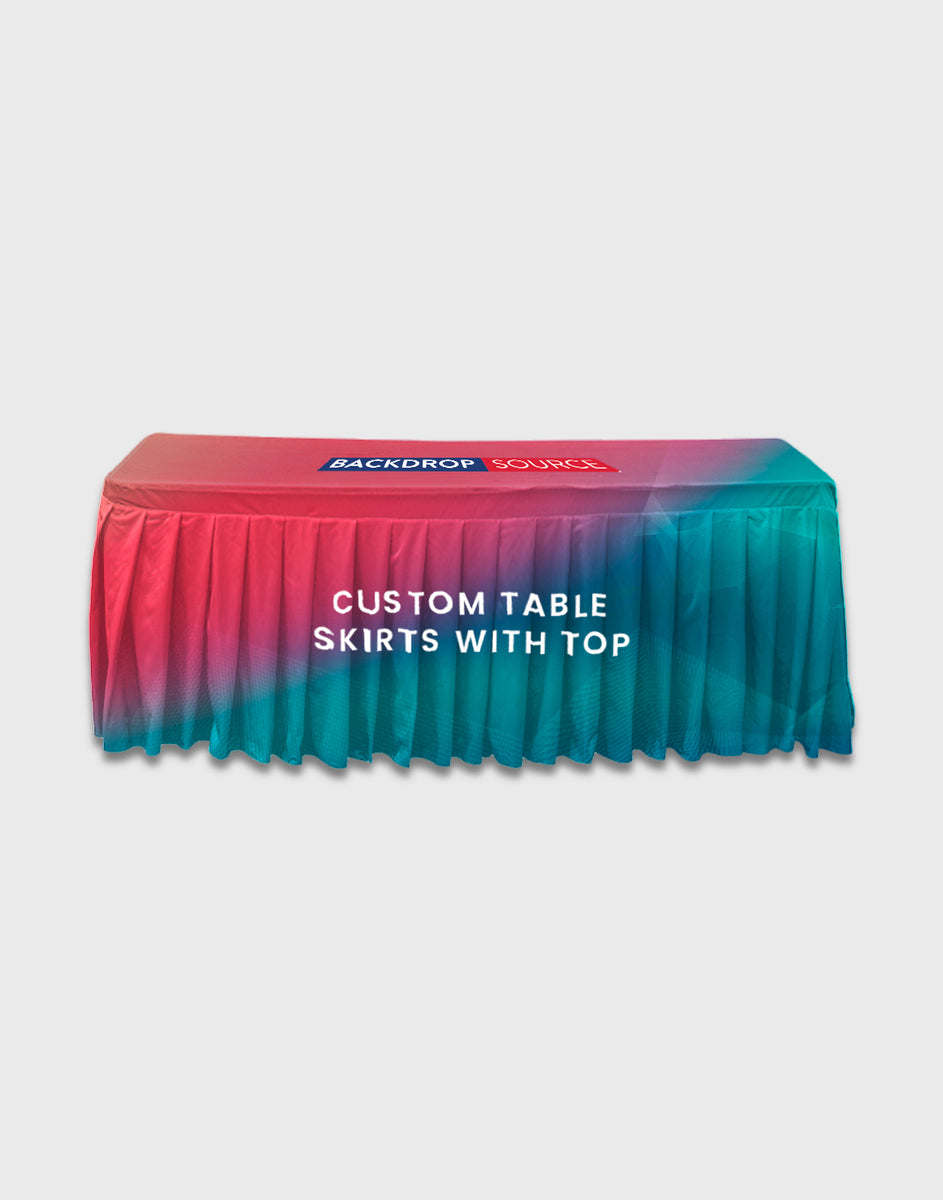 Custom Fitted Table Skirts with Top | Full Coverage Tablecloths USA ...