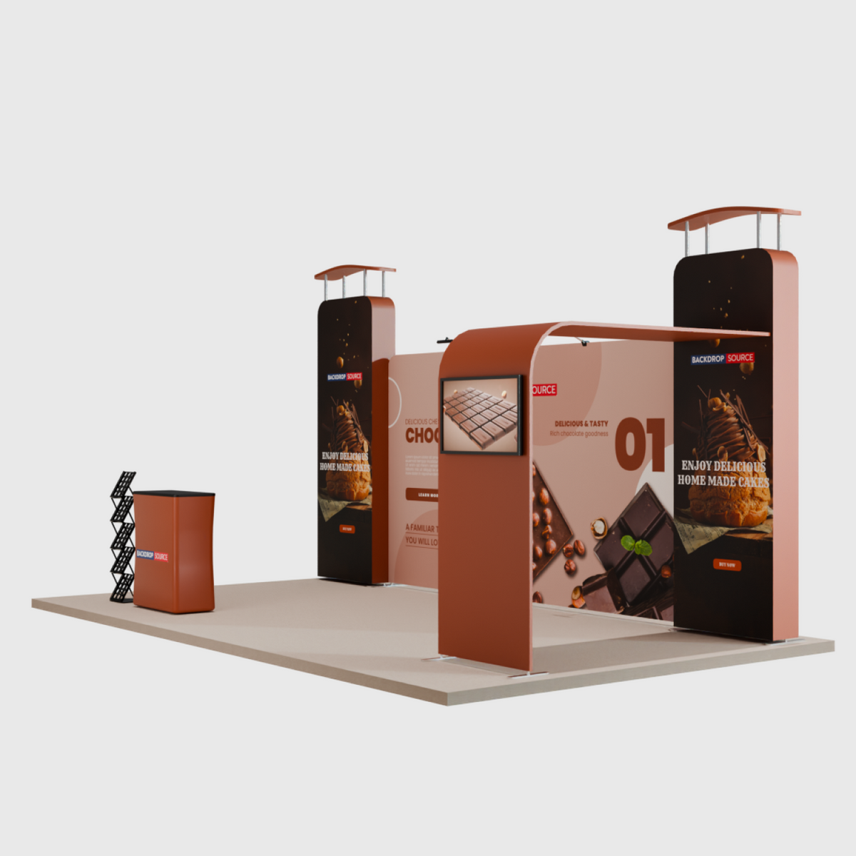 20ft Straight Backdrop with 3D Wall & Arch | 20x10 Trade Show Display ...