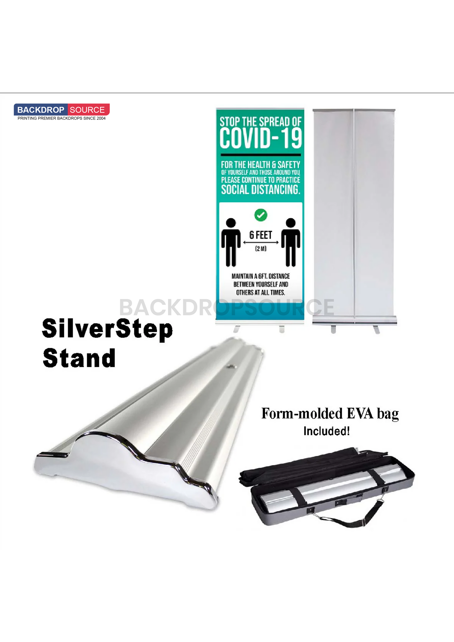 Silver Step Roll Up Banner – Premium Retractable Display Stand ...