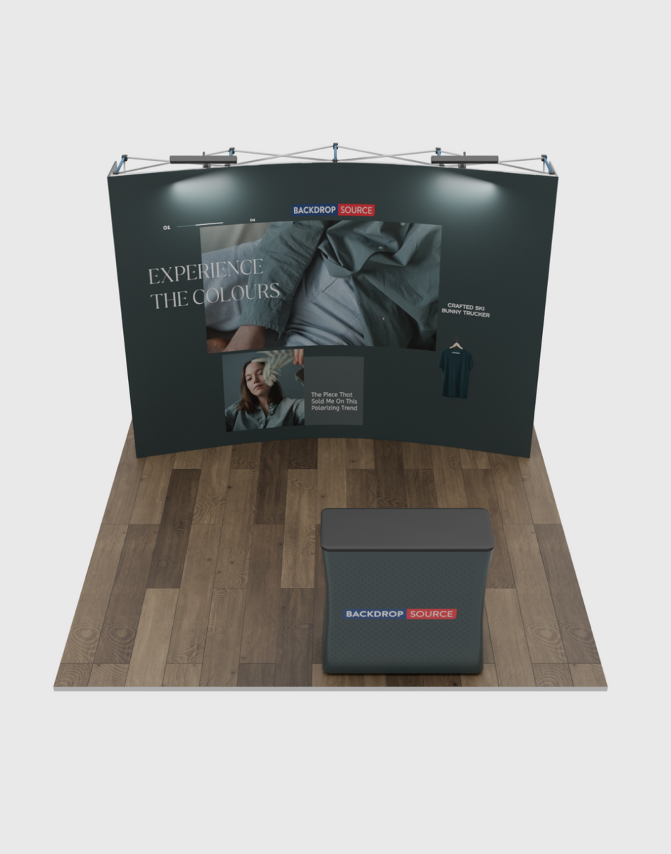 Curved 10ft Popup Exhibit Kit with Lights | 3-in-1 Trade Show Display ...