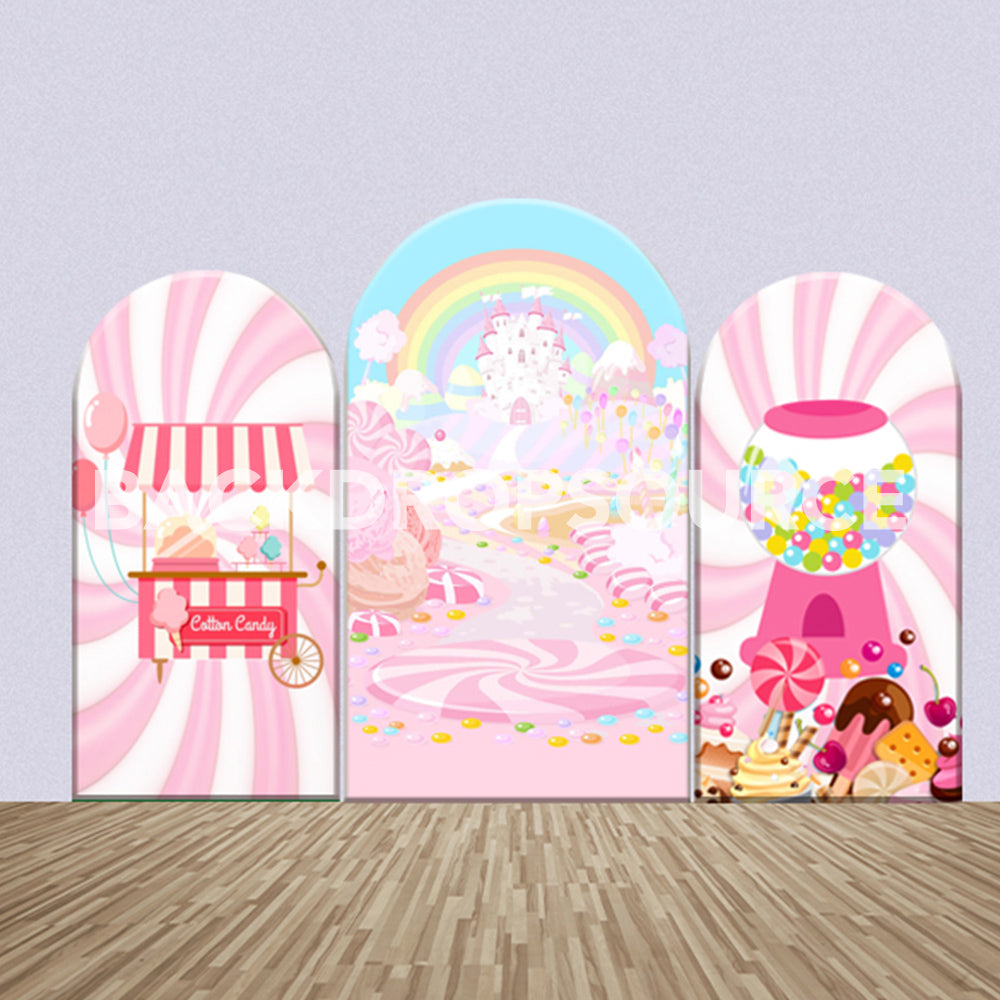 Rainbow Castle and Candyland Party Backdrop | Backdropsource