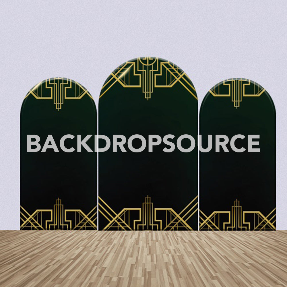 Black Arch Themed Party Backdrop Media Set | Backdropsource