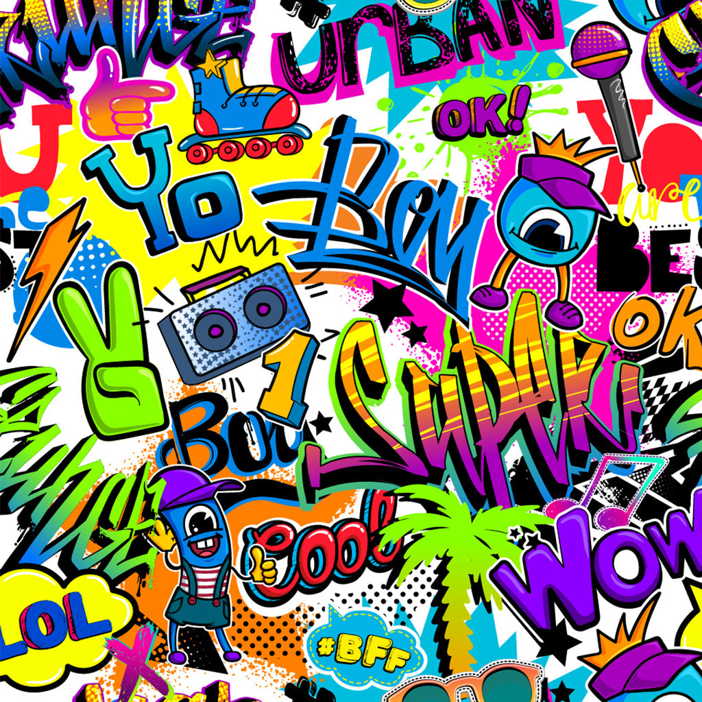 Abstract Seamless Comics Pattern with Palm Tree Backdrop – Backdropsource