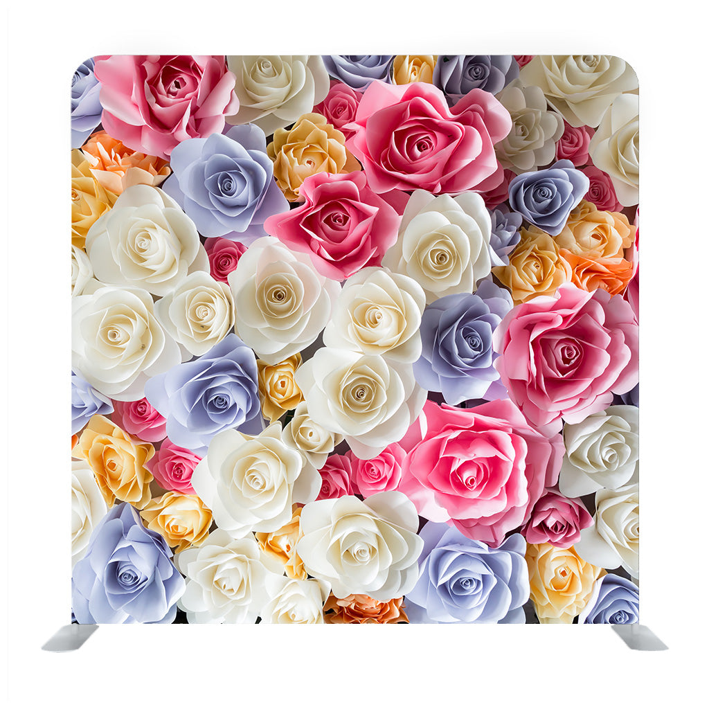 Backdrop Of Colorful Paper Roses Fabric Backdrop – Backdropsource