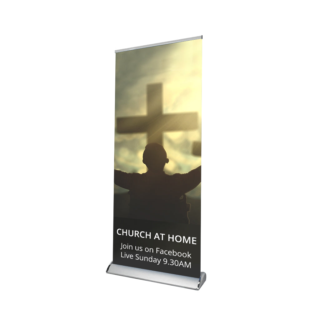 Church Retractable Fabric Banner Stand – Backdropsource