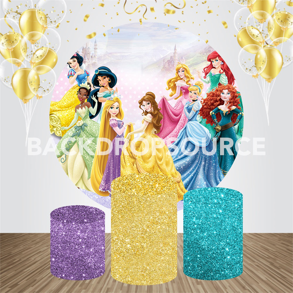 Fabric Print Disney Princess Round Backdrop Kit with Counter ...