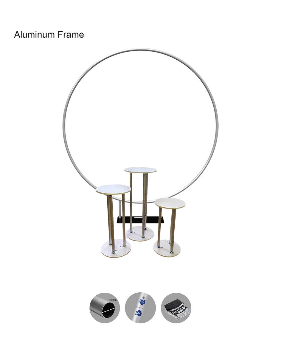 Round Portable Backdrop Kit – Easy Setup with Counter – Backdropsource