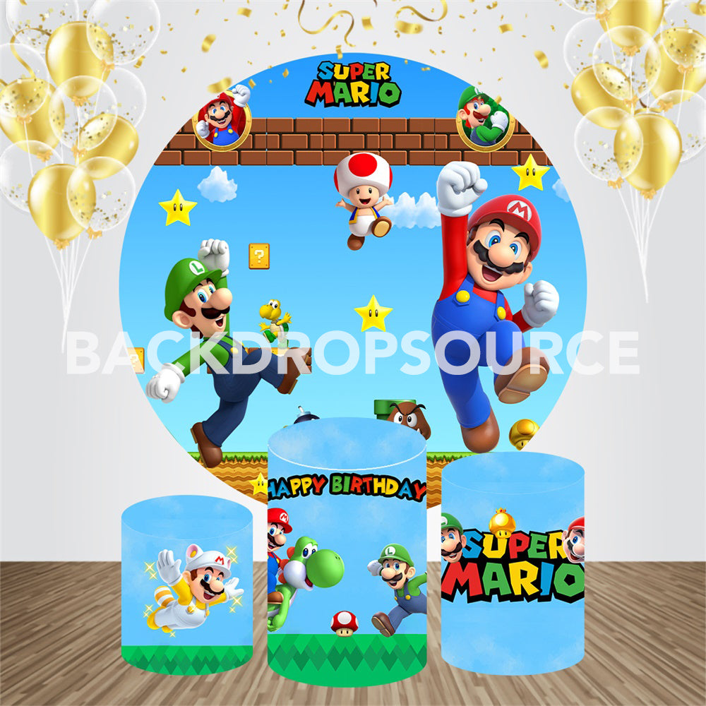 Super Mario Fabric Round Backdrop Kit with Counter – Backdropsource