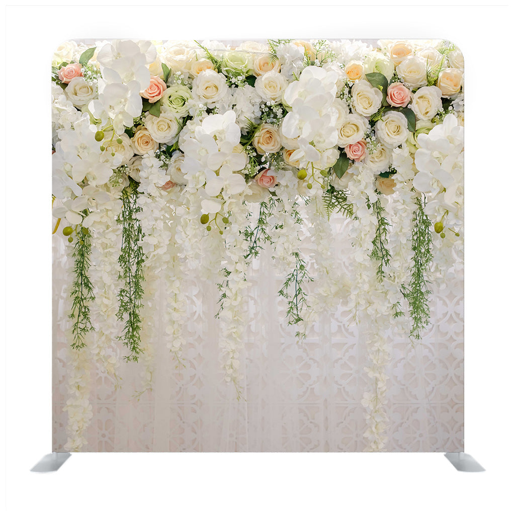 White Flowers Wall Decor Straight Tension Backdrop – Backdropsource